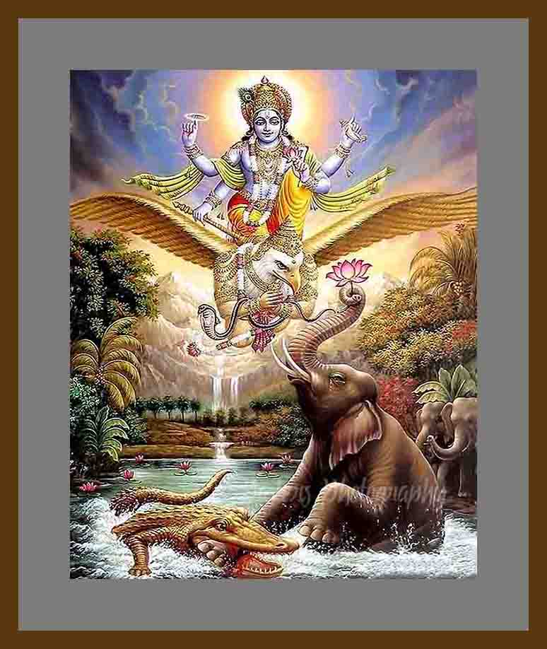 Hindu Gods and Cosmos - Posters Photography - Vishnu on Garuda