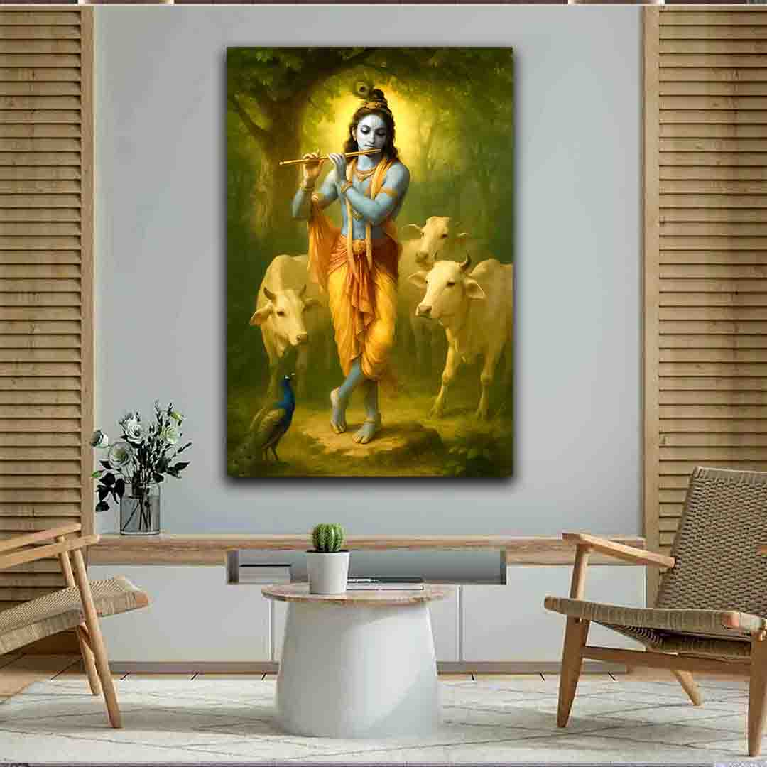 Hindu Gods and Cosmos - Krishna : Divine Cowherd of Vrindavan - PostersPhotography